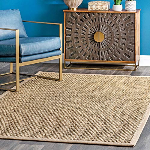 nuLOOM Hesse Checker Weave Seagrass Indoor/Outdoor Area Rug, 9' x 12', Natural