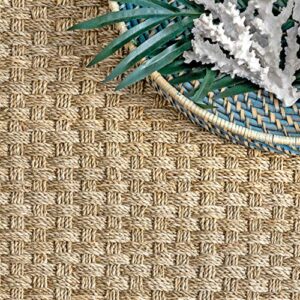 nuLOOM Hesse Checker Weave Seagrass Indoor/Outdoor Area Rug, 9' x 12', Natural