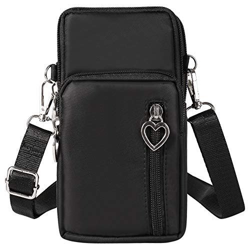 Oxford Cellphone Shoulder Crossbody Bags Wrist Pouch Armband For Motorola One, Moto G Power, G Stylus, G8 Plus, Moto E6 G Power G Stylus Z4 Z3 G7 Plus G7 Play (Black)