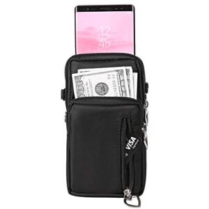 Oxford Cellphone Shoulder Crossbody Bags Wrist Pouch Armband For Motorola One, Moto G Power, G Stylus, G8 Plus, Moto E6 G Power G Stylus Z4 Z3 G7 Plus G7 Play (Black)