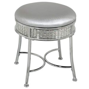 hillsdale furniture glam backless diamond band vanity stool, chrome