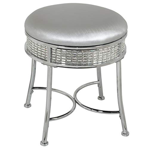 Hillsdale Furniture Glam Backless Diamond Band Vanity Stool, Chrome