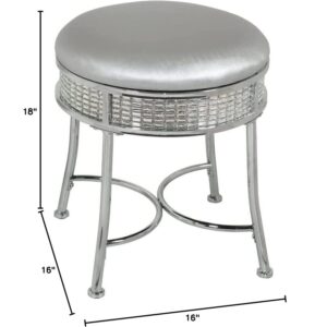 Hillsdale Furniture Glam Backless Diamond Band Vanity Stool, Chrome