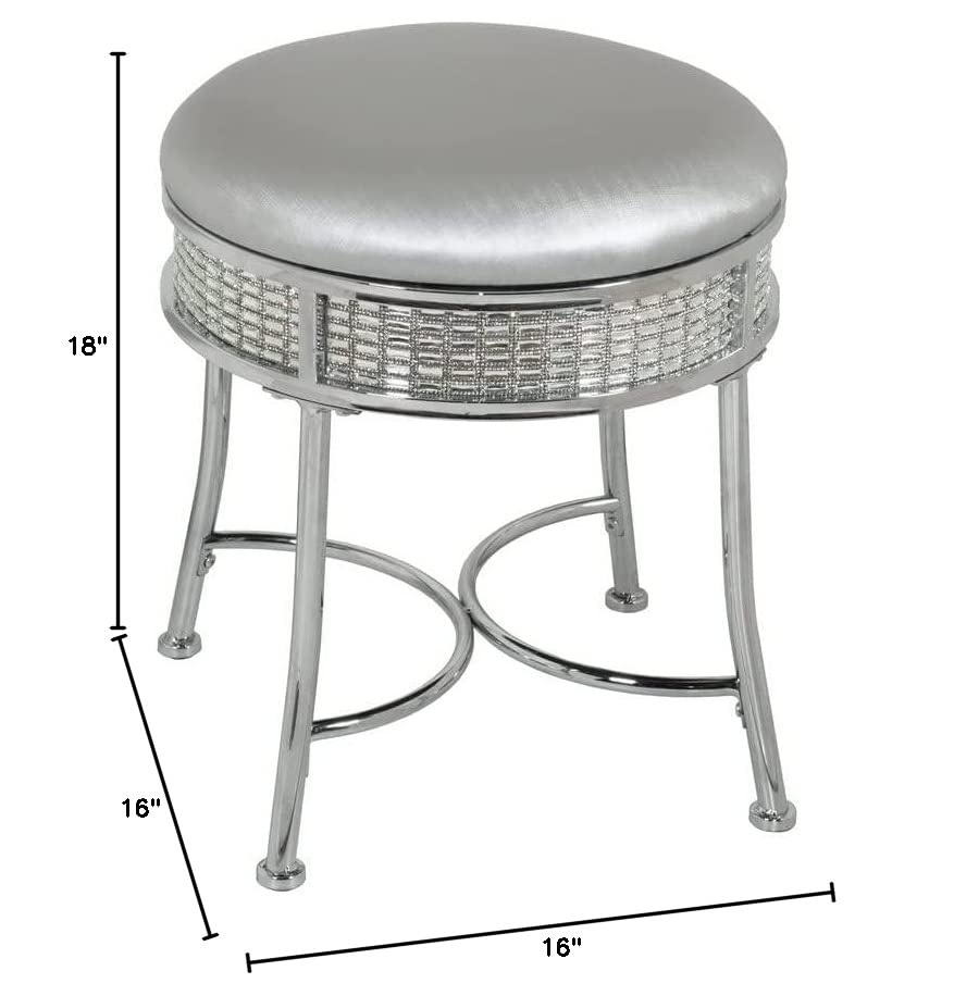 Hillsdale Furniture Glam Backless Diamond Band Vanity Stool, Chrome