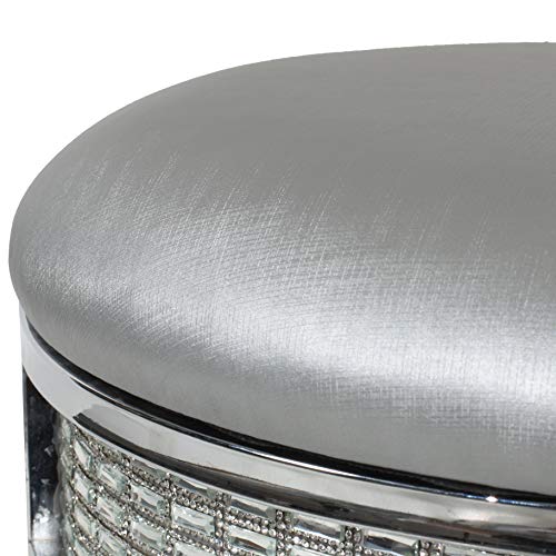 Hillsdale Furniture Glam Backless Diamond Band Vanity Stool, Chrome