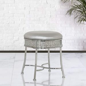 Hillsdale Furniture Glam Backless Diamond Band Vanity Stool, Chrome