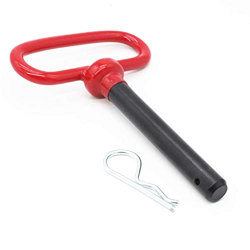 X-Haibei Head Towing Hitch Pin and Clip 5/8 x 4 inch for Trailer, Tractor Truck, Towing Cargo, Receiver Hitch Pin, Red Handle, 1 Pack