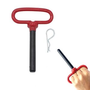 X-Haibei Head Towing Hitch Pin and Clip 5/8 x 4 inch for Trailer, Tractor Truck, Towing Cargo, Receiver Hitch Pin, Red Handle, 1 Pack