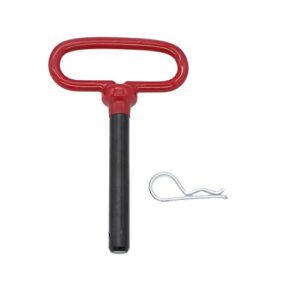 X-Haibei Head Towing Hitch Pin and Clip 5/8 x 4 inch for Trailer, Tractor Truck, Towing Cargo, Receiver Hitch Pin, Red Handle, 1 Pack