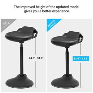 SONGMICS Standing Stool, Active Sitting Balance Chair, Work Stool, 23.6-33.3 Inches, with Anti-Slip Bottom Pad, for Standing Desk, Black UOSC12BK