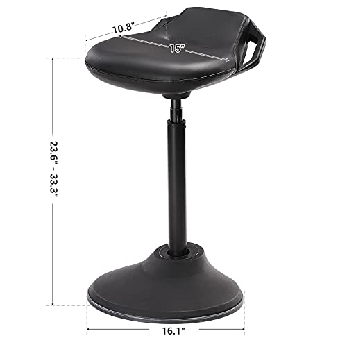 SONGMICS Standing Stool, Active Sitting Balance Chair, Work Stool, 23.6-33.3 Inches, with Anti-Slip Bottom Pad, for Standing Desk, Black UOSC12BK