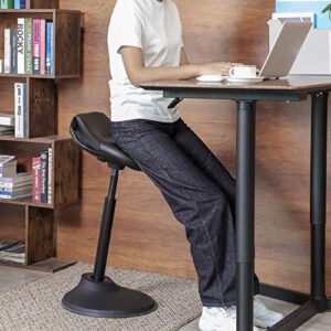 SONGMICS Standing Stool, Active Sitting Balance Chair, Work Stool, 23.6-33.3 Inches, with Anti-Slip Bottom Pad, for Standing Desk, Black UOSC12BK