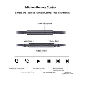 Audio Replacement Cable with in-Line Mic Remote Volume Control Compatible with Bose QC25, QC35, QC35II, QuietComfort 25 35 Headphones and Compatible with iPhone iPod iPad Apple Devices