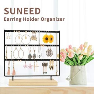 Suneed Earring Holder Organizer Jewelry Display Stands Earring Organizer Stand Jewelry Holder Organizer, Earring & Necklace Jewelry Towel Organizer Display Tree (Black-3Layer)