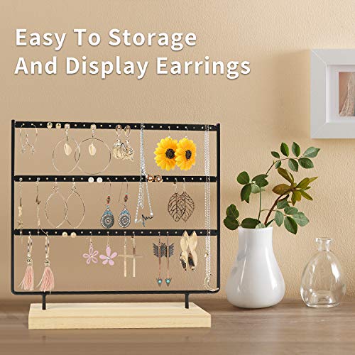 Suneed Earring Holder Organizer Jewelry Display Stands Earring Organizer Stand Jewelry Holder Organizer, Earring & Necklace Jewelry Towel Organizer Display Tree (Black-3Layer)