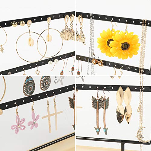 Suneed Earring Holder Organizer Jewelry Display Stands Earring Organizer Stand Jewelry Holder Organizer, Earring & Necklace Jewelry Towel Organizer Display Tree (Black-3Layer)