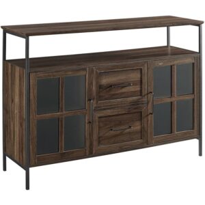 walker edison furniture azu48rad3ddw industrial 3-door buffet sideboard for kitchen-dining room, 48, dark walnut