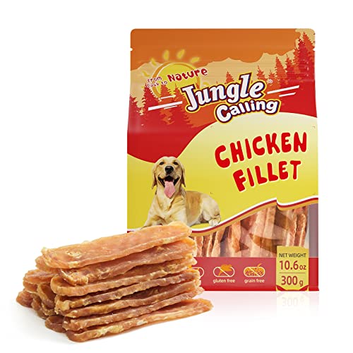 Jungle Calling Dog Treats Chicken Jerky Training Treats, Slow Roasted Snacks for Medium and Large Dogs Chewy Treats 10.6Ounce (Chicken Fillet)