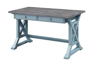 coast to coast imports two drawer writing desk, blue, 52" w x 26" d x 30" h