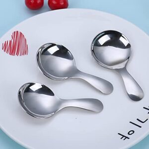 PHAETON 8PCS Silver Stainless Steel Short Handle Spoons Soup Spoons Condiments Spoon Dessert Spoon Tea Coffee Spoons