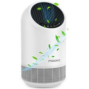 mooka air purifiers for home large room 880ft², h13 hepa air purifiers for pets smokers remove 99.97% allergies pollen dust smoke, air cleaner for bedroom office kitchen living room, white