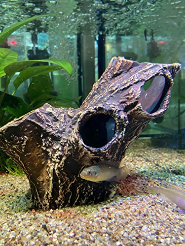 Plecoceramics Large Aquarium Cave Hiding Place for Fish Ceramic Decoration Hideout Tree Trunk Log for plecos and Cichlids