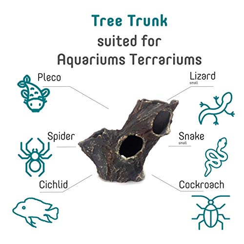 Plecoceramics Large Aquarium Cave Hiding Place for Fish Ceramic Decoration Hideout Tree Trunk Log for plecos and Cichlids