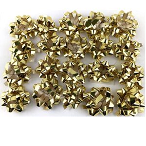 Worlds Mini Metallic Gold Bows,Gift Wrap Bows -Christmas Ribbon Gift Bows 1 1/4" Inch(20 Pack)