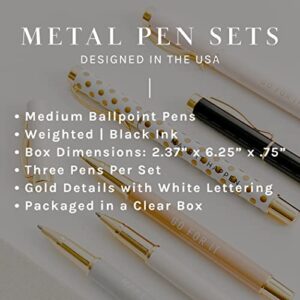 Sweet Water Decor Metal Boss Lady Pen Set Inspirational Motivational Quotes Ballpoint Pen Chic Office Decor Gifts for Women Desk Supplies Accessories Gold Cute Pen Sets School Girly Cubicle Bosses