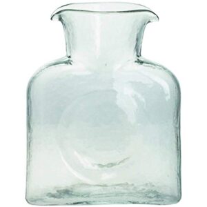 blenko glass co. 384 water bottle in crystal - hand blown glass water pitcher/carafe/vase - unique handcrafted kitchen decor, 36 oz.