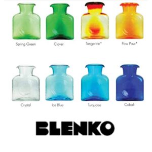 BLENKO Glass Co. 384 Water Bottle in Crystal - Hand Blown Glass Water Pitcher/Carafe/Vase - Unique Handcrafted Kitchen Decor, 36 oz.