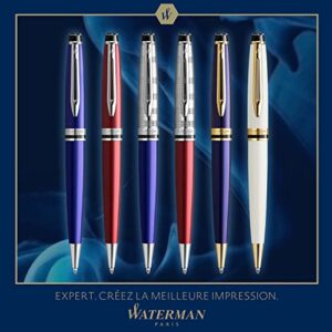 Waterman Expert Ballpoint Pen, Dark Red with Chrome Trim, Medium Point with Blue Refill, Gift Box