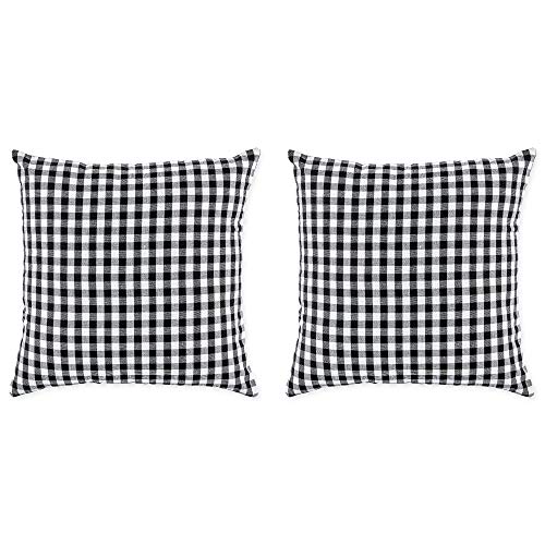 DII Gingham Check Collection Pillow Cover Set, Black, 20x20