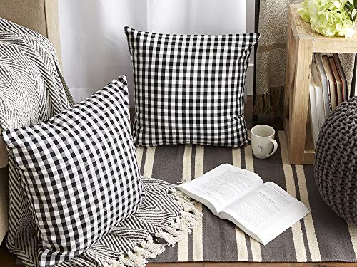 DII Gingham Check Collection Pillow Cover Set, Black, 20x20