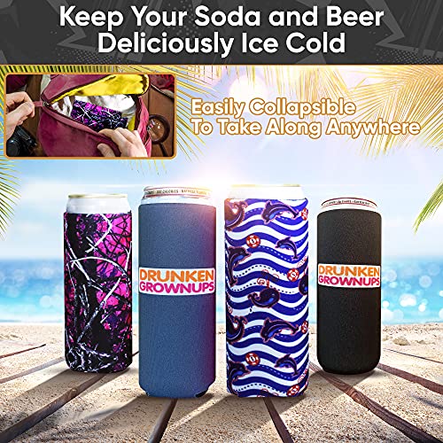 Baxendale Tall Can Sleeve for Slim Can and Tall Beer Cans - Set of 6 12oz Skinny Sleeve Insulated Cooler Sleeves to Keep Drinks Cold - Compatible with Truly, Michelob Ultra, Seltzers, Redbull and More