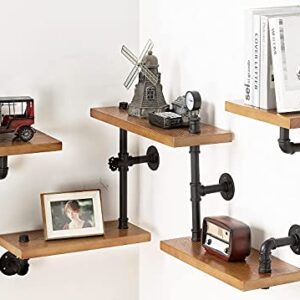 Industrial Rustic Modern Wood Ladder Pipe Wall Mounted Floating Shelves - Set of 3 Bookshelf,DIY Storage Shelving,Hung Bracket,Bookcase (Set of 3 Ladder Shelves)