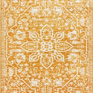 Well Woven Della Gold Vintage Medallion Pattern Area Rug 5x7 (5'3" x 7'2")