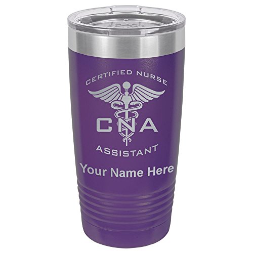 LaserGram 20oz Vacuum Insulated Tumbler Mug, CNA Certified Nurse Assistant, Personalized Engraving Included (Dark Purple)