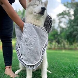 Tuff Pupper Quick Dry Towel for Dogs | Ultra Absorbent Microfiber Shammy | Extra Large 35x15 Size for All Breeds | Comfortable Hand Pockets | Indoor Outdoor Use | Durable Material | Machine Washable