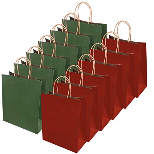 Livder 24 Pieces Red Green Christmas Paper Bags (8.66 x 6.3 x 3.15 Inches)