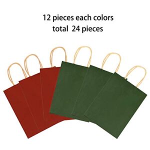 Livder 24 Pieces Red Green Christmas Paper Bags (8.66 x 6.3 x 3.15 Inches)