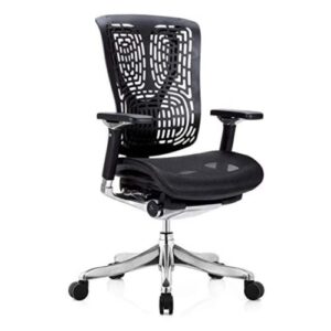 gm seating ergobilt high-back ergonomic office chair - large mesh chair with lumbar support & adjustable armrest - swivel computer desk chair with height adjustable backrest - aluminum base – black