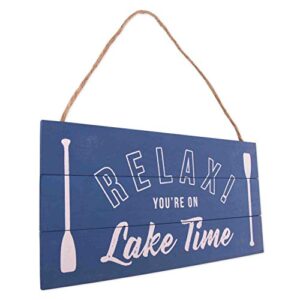 GSM Brands Lake Time Wood Plank Hanging Sign (13.75x6.9)