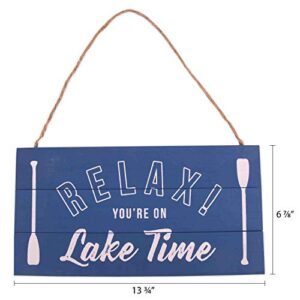 GSM Brands Lake Time Wood Plank Hanging Sign (13.75x6.9)