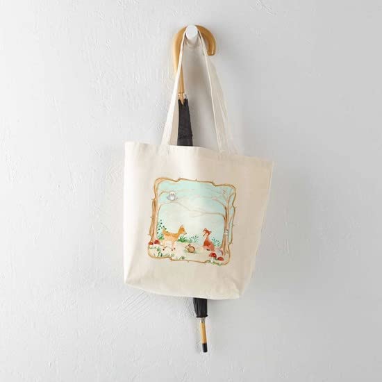 CafePress Woodland Creatures Animals Deer Fox Rabbit Owl Art Natural Canvas Tote Bag, Reusable Shopping Bag