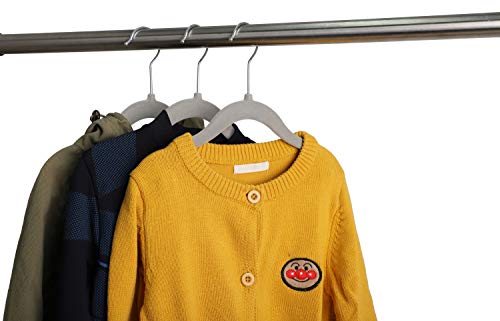 Finnhomy Non-Slip Clothes Hangers for Baby and Kids 20-Pack Velvet Hangers with Movable Clips, Heavy-Duty and Space-Saving for Pants,Skirts, Coat, Gray