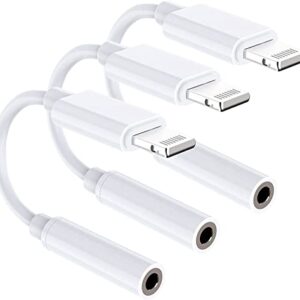 DESOFICON [Apple MFi Certified] Headphone Adapter for iPhone 14, 3 Pack Lightning to 3.5mm AUX Audio Stereo Earphone Connector for iPhone 14 Pro/13/12/11/XS/XR/X/iPad, Support Calling + Music Control