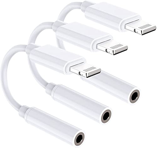 DESOFICON [Apple MFi Certified] Headphone Adapter for iPhone 14, 3 Pack Lightning to 3.5mm AUX Audio Stereo Earphone Connector for iPhone 14 Pro/13/12/11/XS/XR/X/iPad, Support Calling + Music Control