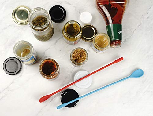 RSVP International Silicone Stir Spoons, 10 inch, Multi-Color | BPA-Free | Prefect for Stirring Drinks & Getting to the Bottom of Jars | Dishwasher Safe