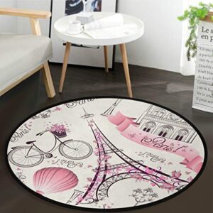 vdsrup eiffel tower in paris france round floor mat france bicycle doormat non slip absorbent carpet yoga rug for entryway bedroom living room sofa home decor